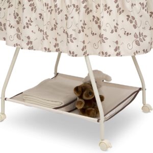 Delta Children Deluxe Sweet Beginnings Bedside Bassinet - Portable Crib with Lights and Sounds, Falling Leaves