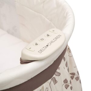 Delta Children Deluxe Sweet Beginnings Bedside Bassinet - Portable Crib with Lights and Sounds, Falling Leaves