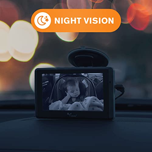 Yada | Car Portable Baby Monitor with Night Vision Cam, Wireless Transmission, Universally Compatible, 4.3” Digital Display, Mounts onto Headrest and/or Windshield