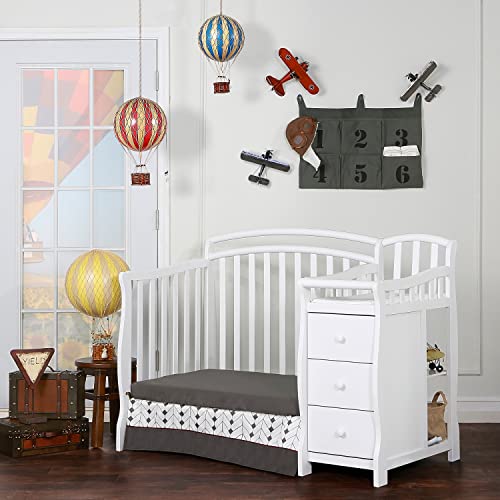 Dream On Me Casco 3-In-1 Mini Crib And Changing Table In White, Convertible Crib, Made Of Pinewood, Three Position Adjustable Mattress Height Settings