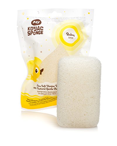 MY Konjac Sponge | 100% All Natural Pure Baby Bath Sponge. Extra Soft & Gentle. Hypoallergenic and Completely Free of Fragrance, Coloring, Additives, Sulfates, Parabens, Phthalates & Petroleum