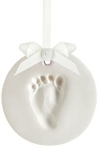 tiny ideas baby handprint or footprint diy keepsake ornament kit, nursery décor, creative baby gift, addition to baby registry, white