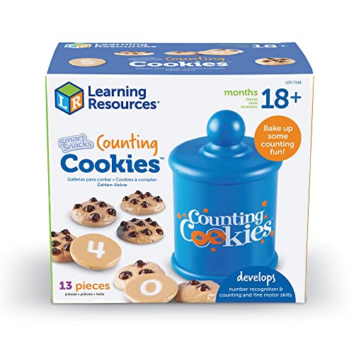 Learning Resources Smart Counting Cookies - 13 Pieces, Ages 18+ Months Toddler Counting & Sorting Skills, Toddler Math Learning Toys, Play Food for Toddlers, Chocolate Chip Cookies