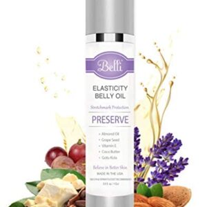 Belli Skincare Elasticity Belly Oil, Pregnancy Scar & Stretchmark protection, Vitamin E for Healthy Skin | OB/GYN & Dermatologist Recommended – 3.8 oz