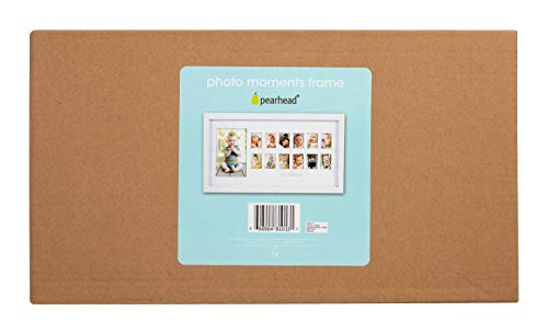 Pearhead My First Year Photo Moments Baby Keepsake Picture Frame, Baby’s First Year Photo Frame, Gender-Neutral Baby Milestone Nursery Wall Décor, 13 Photo Inserts, White