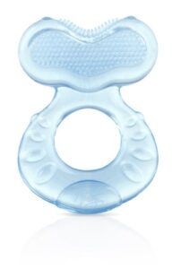 nuby silicone teethe-eez teether with bristles, includes hygienic case, blue