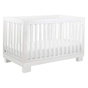 babyletto modo 3-in-1 convertible crib with toddler bed conversion kit in white, greenguard gold certified