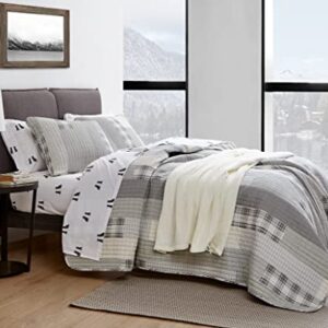 Eddie Bauer Home - Queen Quilt Set, Cotton Reversible Bedding with Matching Shams, Home Decor for All Seasons (Fairview Grey, Queen)