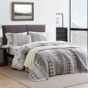 Eddie Bauer Home - Queen Quilt Set, Cotton Reversible Bedding with Matching Shams, Home Decor for All Seasons (Fairview Grey, Queen)