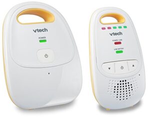 vtech dm111 upgraded audio baby monitor. 1 parent unit with rechargeable battery, best-in-class long range, digital wireless transmission, crystal-clear sound, plug & play, sound indicator & alerts