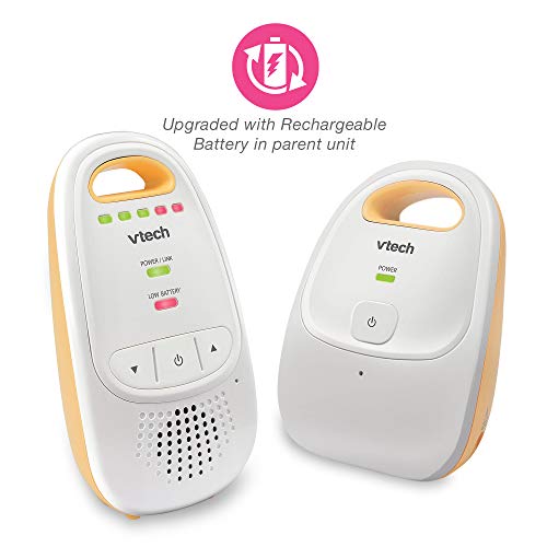 VTech DM111 Upgraded Audio Baby Monitor. 1 Parent Unit with Rechargeable Battery, Best-in-Class Long Range, Digital Wireless Transmission, Crystal-Clear Sound, Plug & Play, Sound Indicator & Alerts