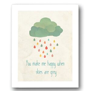 Kid's Wall Art "When Skies are Grey" 11x14 Print for Boys, Girls or Baby's Room, Nature Themed Nursery Decor, Gender Neutral