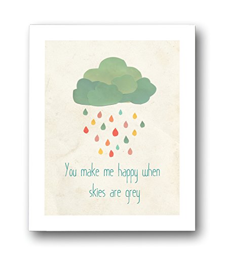 Kid's Wall Art "When Skies are Grey" 11x14 Print for Boys, Girls or Baby's Room, Nature Themed Nursery Decor, Gender Neutral