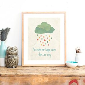 Kid's Wall Art "When Skies are Grey" 11x14 Print for Boys, Girls or Baby's Room, Nature Themed Nursery Decor, Gender Neutral