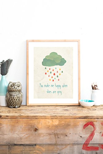 Kid's Wall Art "When Skies are Grey" 11x14 Print for Boys, Girls or Baby's Room, Nature Themed Nursery Decor, Gender Neutral