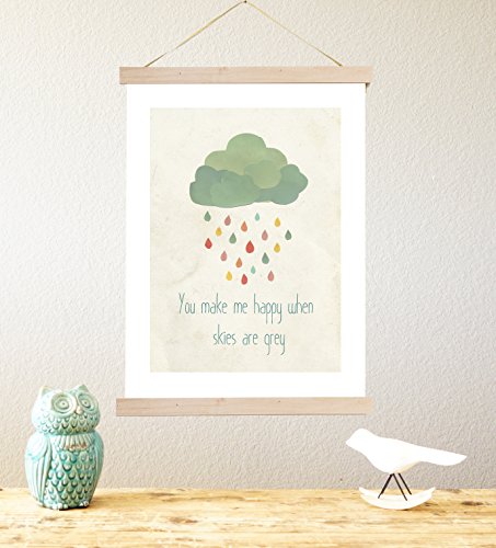 Kid's Wall Art "When Skies are Grey" 11x14 Print for Boys, Girls or Baby's Room, Nature Themed Nursery Decor, Gender Neutral