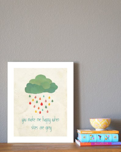 Kid's Wall Art "When Skies are Grey" 11x14 Print for Boys, Girls or Baby's Room, Nature Themed Nursery Decor, Gender Neutral