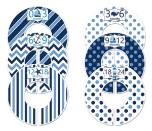 c114 baby boy nursery clothing closet hanger dividers nautical blue set of 6 fits 1.25 inch rod