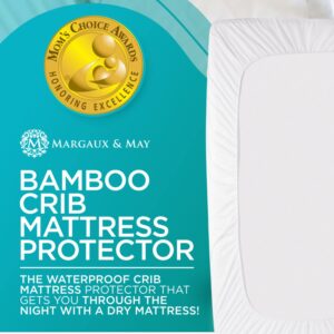 MARGAUX & MAY Waterproof Crib Mattress Protector Pad, Fitted Ultra Soft Noiseless Breathable Bamboo Crib Protector, Mattress Protector for Baby Crib, Crib Mattress Pad for Toddler