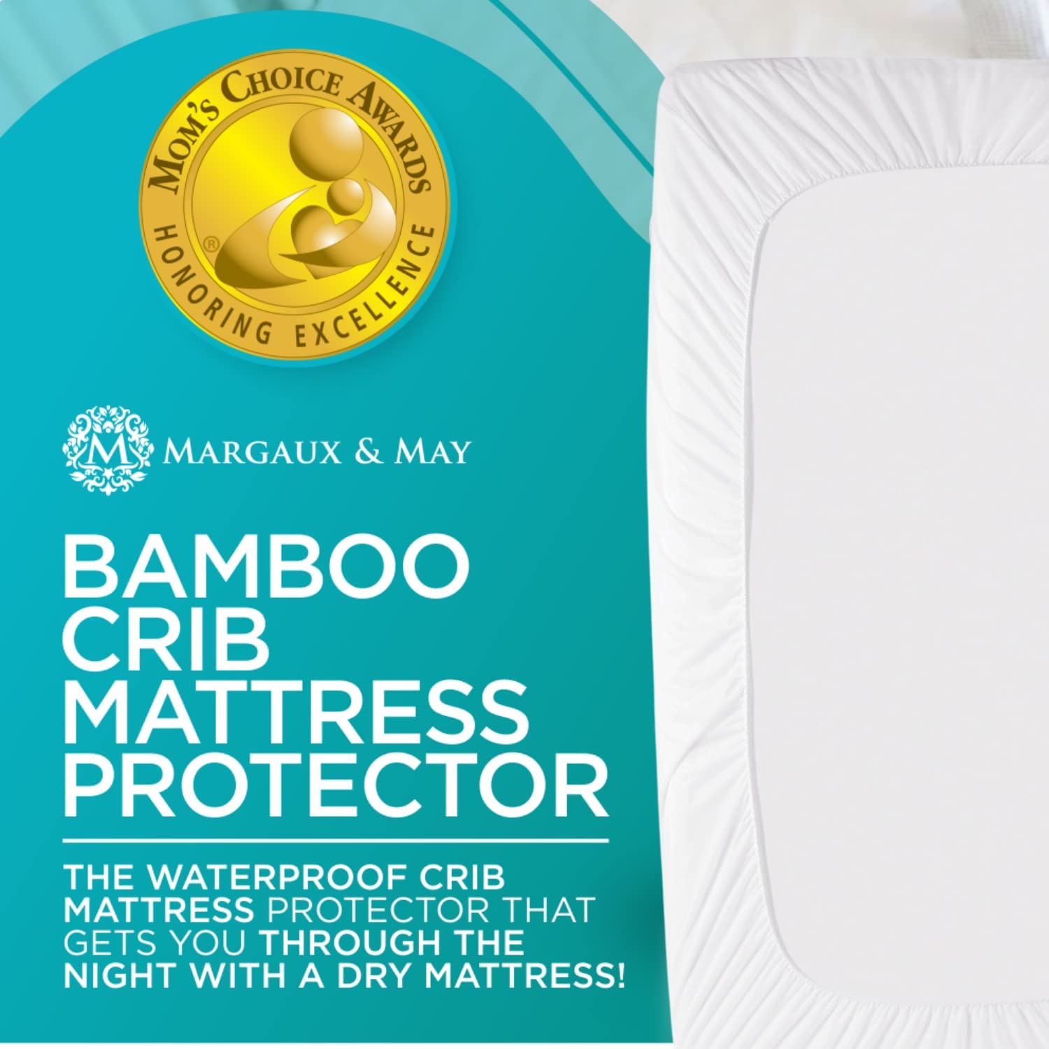 MARGAUX & MAY Waterproof Crib Mattress Protector Pad, Fitted Ultra Soft Noiseless Breathable Bamboo Crib Protector, Mattress Protector for Baby Crib, Crib Mattress Pad for Toddler