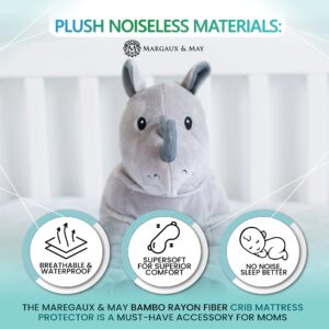 MARGAUX & MAY Waterproof Crib Mattress Protector Pad, Fitted Ultra Soft Noiseless Breathable Bamboo Crib Protector, Mattress Protector for Baby Crib, Crib Mattress Pad for Toddler