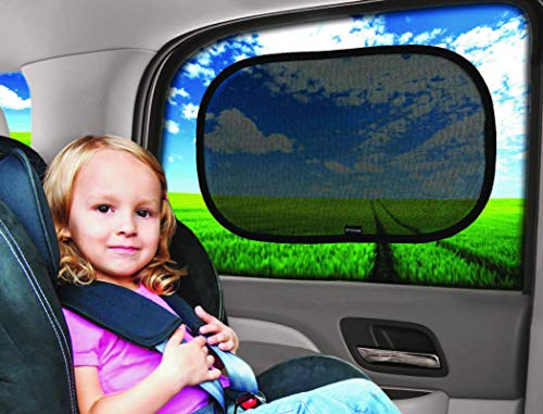 Enovoe Car Window Shade for Baby - (4 Pack) - 19"x12" Premium Cling Baby Sun Shade for Car Window Side - Sun, Glare and UV Rays Protection for Your Child