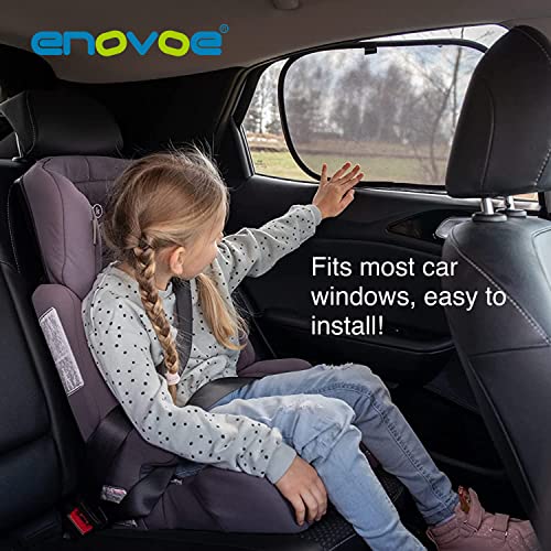 Enovoe Car Window Shade for Baby - (4 Pack) - 19"x12" Premium Cling Baby Sun Shade for Car Window Side - Sun, Glare and UV Rays Protection for Your Child