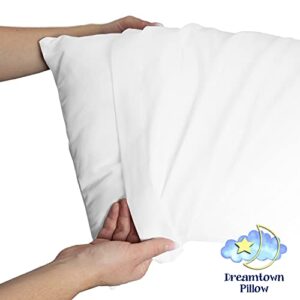 Dreamtown Kids Toddler Pillow & Pillowcase, Hypoallergenic & Made in USA. Ideal for Crib, Bed & Travel. Soft & Breathable for Safe, Cozy Sleep. Perfect for Boys and Girls - Ages 2+,White