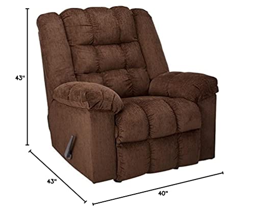 Signature Design by Ashley Ludden Ultra Plush Manual Rocker Recliner with Tufted Back, Dark Brown