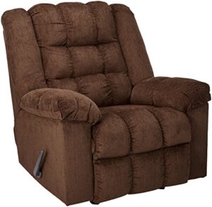 signature design by ashley ludden ultra plush manual rocker recliner with tufted back, dark brown