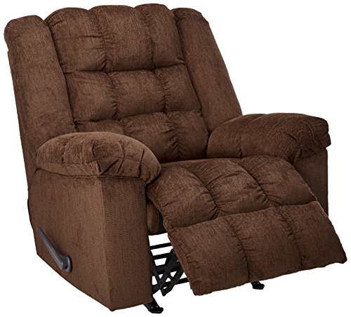 Signature Design by Ashley Ludden Ultra Plush Manual Rocker Recliner with Tufted Back, Dark Brown