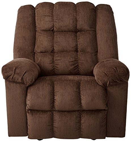 Signature Design by Ashley Ludden Ultra Plush Manual Rocker Recliner with Tufted Back, Dark Brown