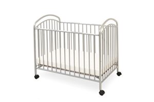 la baby classic arched compact size metal non-folding crib, pewter