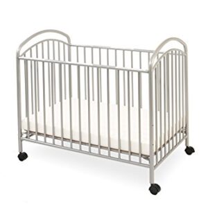 LA Baby Classic Arched Compact Size Metal Non-Folding Crib, Pewter