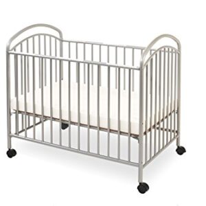 LA Baby Classic Arched Compact Size Metal Non-Folding Crib, Pewter