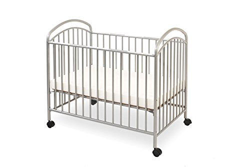 LA Baby Classic Arched Compact Size Metal Non-Folding Crib, Pewter