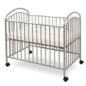 LA Baby Classic Arched Compact Size Metal Non-Folding Crib, Pewter