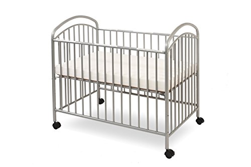 LA Baby Classic Arched Compact Size Metal Non-Folding Crib, Pewter