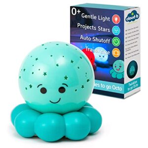 cloud b travel comforting nightlight projector | gentle brightness | 3 colors | auto-shutoff | octo baby blue