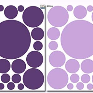 Polka Dot Wall Decals Girls Room Wall Decor Stickers, Wall Dots, Vinyl Circle Peel & Stick DIY Bedroom, Playroom, Kids Room, Baby Nursery Toddler to Teen Bedroom Decoration (Dark & Light Purple)