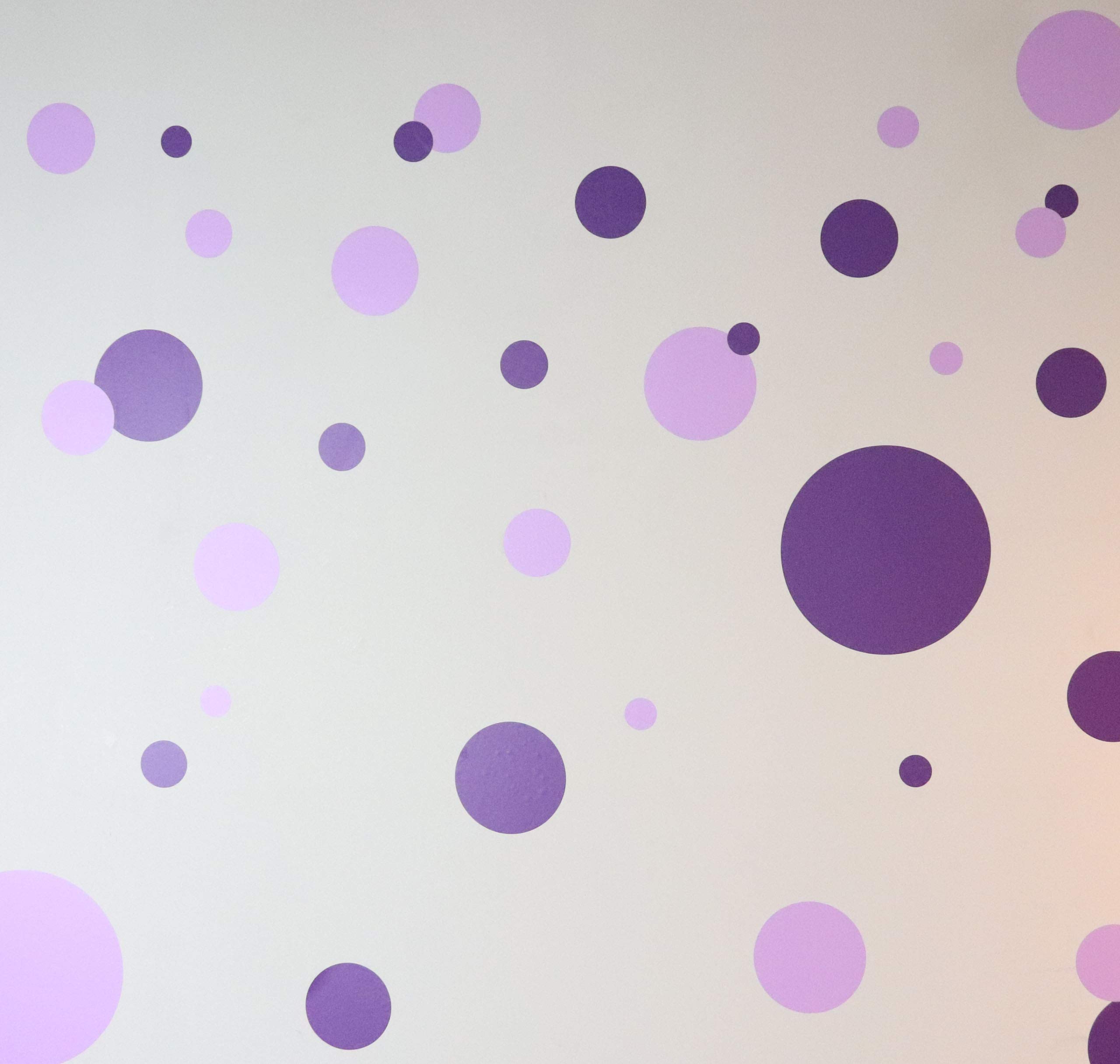 Polka Dot Wall Decals Girls Room Wall Decor Stickers, Wall Dots, Vinyl Circle Peel & Stick DIY Bedroom, Playroom, Kids Room, Baby Nursery Toddler to Teen Bedroom Decoration (Dark & Light Purple)