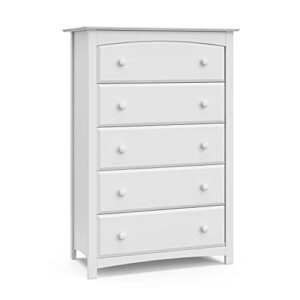 storkcraft kenton 5 drawer dresser (white) – dresser for kids bedroom, nursery dresser organizer, chest of drawers for bedroom with 5 drawers, universal design for children’s bedroom