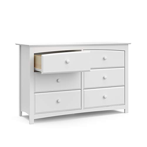 Storkcraft Kenton 6 Drawer Double Dresser (White) Dresser For Kids Bedroom, Nursery Dresser Organizer, Chest Of Drawers For Bedroom With 6 Drawers, Universal Design For Children’s Bedroom