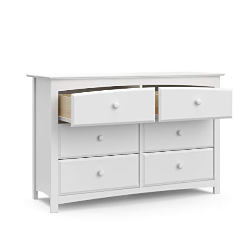 Storkcraft Kenton 6 Drawer Double Dresser (White) Dresser For Kids Bedroom, Nursery Dresser Organizer, Chest Of Drawers For Bedroom With 6 Drawers, Universal Design For Children’s Bedroom