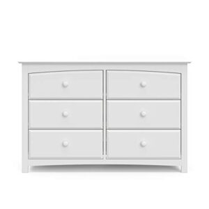 Storkcraft Kenton 6 Drawer Double Dresser (White) Dresser For Kids Bedroom, Nursery Dresser Organizer, Chest Of Drawers For Bedroom With 6 Drawers, Universal Design For Children’s Bedroom