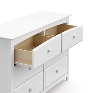 Storkcraft Kenton 6 Drawer Double Dresser (White) Dresser For Kids Bedroom, Nursery Dresser Organizer, Chest Of Drawers For Bedroom With 6 Drawers, Universal Design For Children’s Bedroom