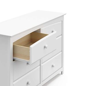 Storkcraft Kenton 6 Drawer Double Dresser (White) Dresser For Kids Bedroom, Nursery Dresser Organizer, Chest Of Drawers For Bedroom With 6 Drawers, Universal Design For Children’s Bedroom