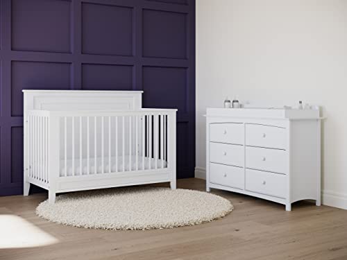 Storkcraft Kenton 6 Drawer Double Dresser (White) Dresser For Kids Bedroom, Nursery Dresser Organizer, Chest Of Drawers For Bedroom With 6 Drawers, Universal Design For Children’s Bedroom