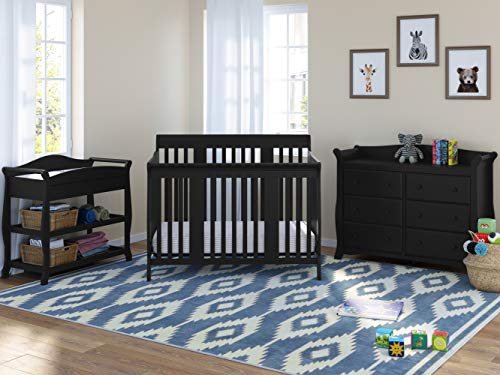 Storkcraft Avalon 6 Drawer Double Dresser (Black) – Dresser for Kids Bedroom, Nursery Dresser Organizer, Chest of Drawers for Bedroom with 6 Drawers, Classic Design for Children’s Bedroom