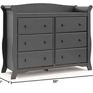 Storkcraft Avalon 6 Drawer Double Dresser (Gray) – Dresser for Kids Bedroom, Nursery Dresser Organizer, Chest of Drawers for Bedroom with 6 Drawers, 17.5x50x40.5 Inch (Pack of 1)